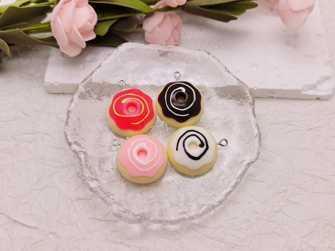 6/20 Pieces Plastic Doughnut Donut Pendant Charm , Resin Handmade ...