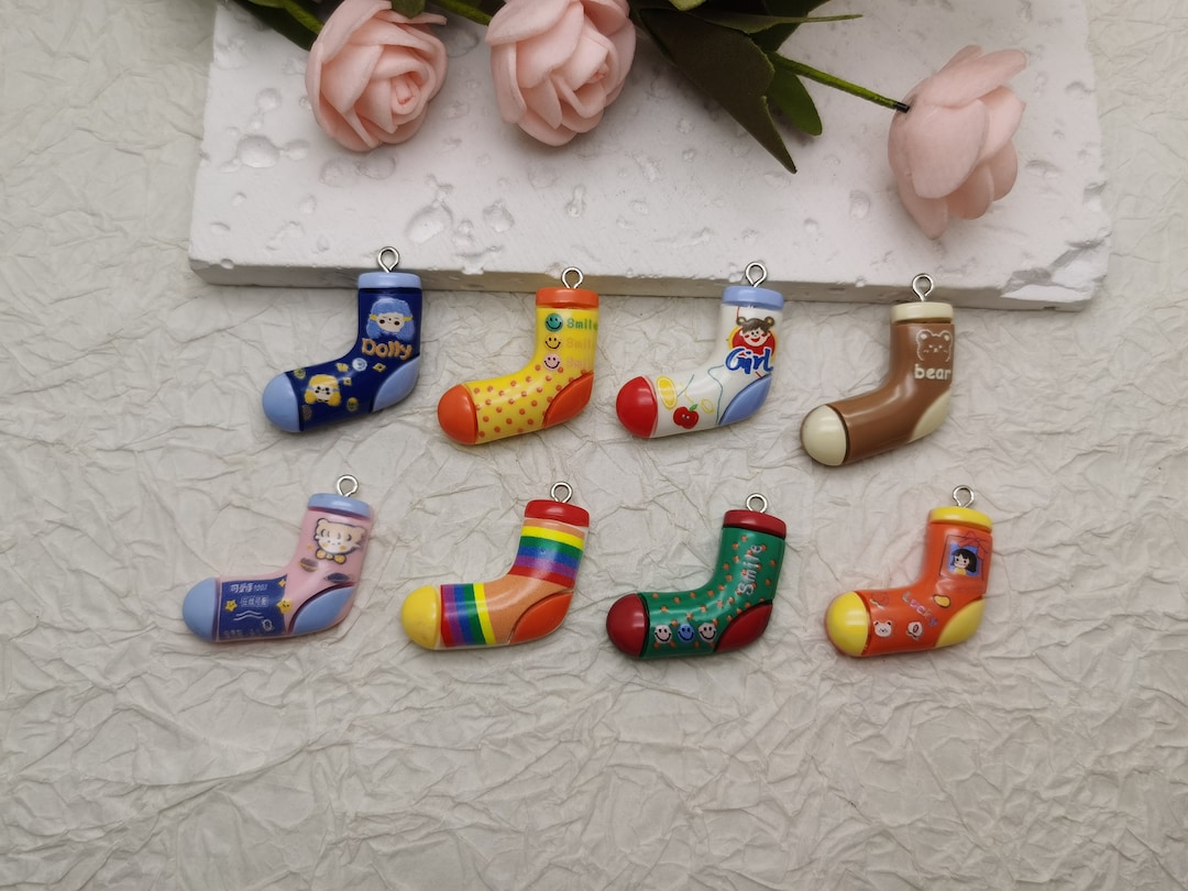 6/20 Pieces Plastic Stockings Socks Pendant Charm , Resin Handmade ...