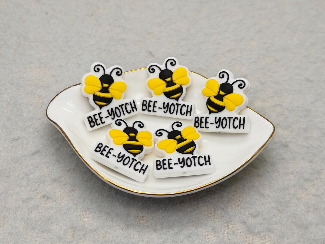 Silicone Bead Bee-yotch Honeybee Honey Bee Hornet Focal Bead DIY Charm ...
