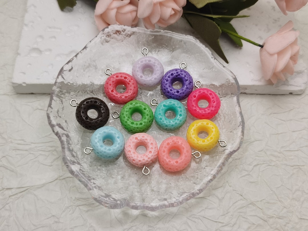 6/20 Pieces Plastic Doughnut Donut Pendant Charm , Resin Handmade ...