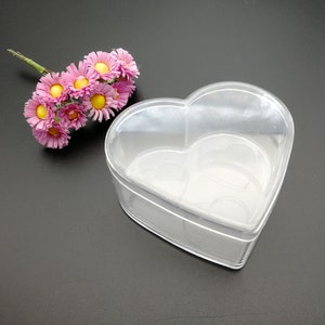 4 Pieces 75x70x33mm Heart Shape Clear PS Plastic Box , Jewelry Bead ...