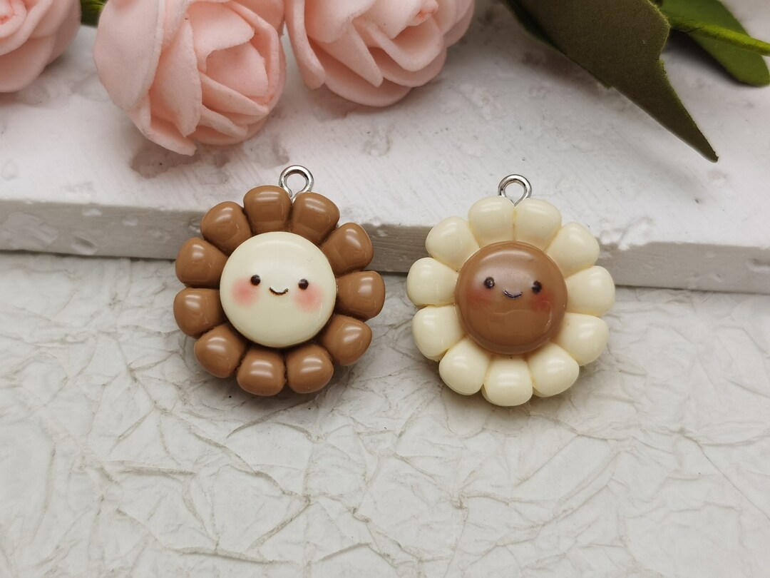 6/20 Pieces Plastic Flower Floral Blossom Pendant Charm , Resin ...