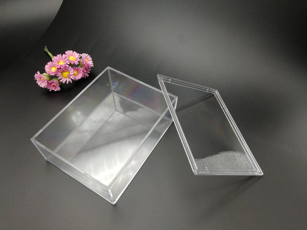 2 Pieces 100x78x38mm Rectangle Shape Clear PS Plastic Box , Jewelry ...