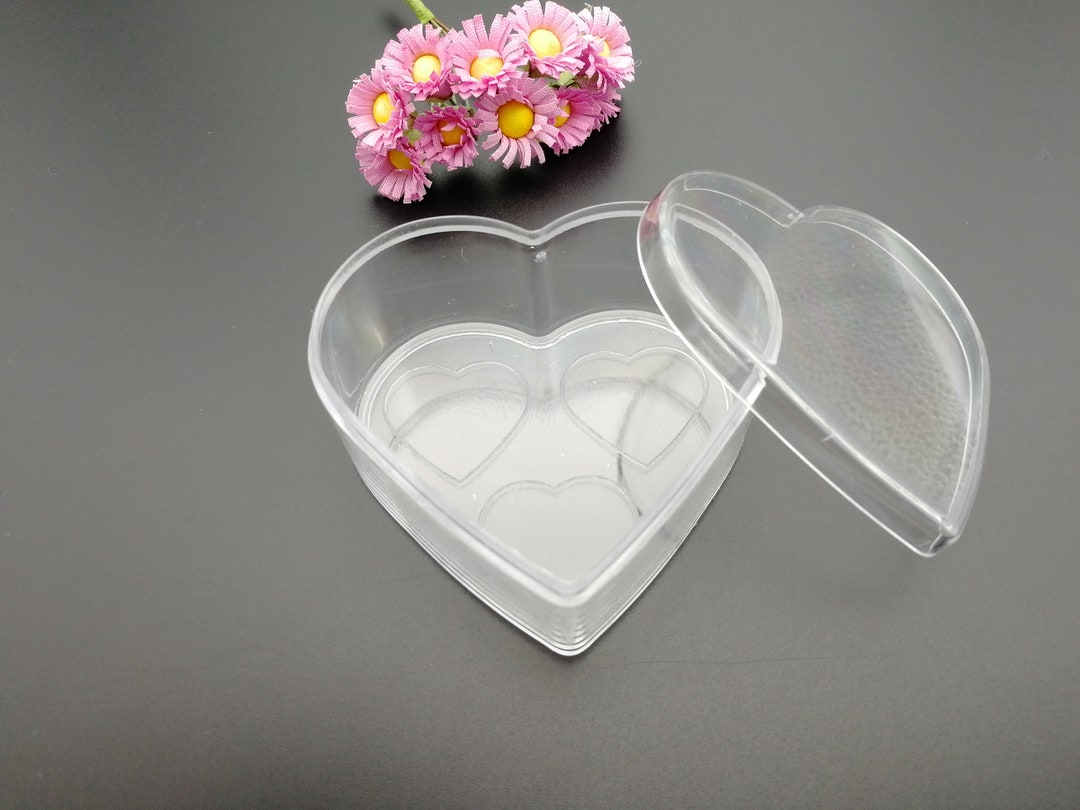 4 Pieces 75x70x33mm Heart Shape Clear PS Plastic Box , Jewelry Bead ...