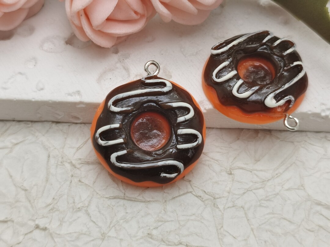 6/20 Pieces Plastic Doughnut Donut Pendant Charm , Resin Handmade ...