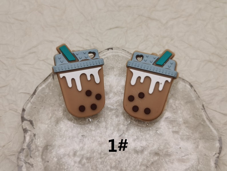 Silicone Bead Milk Tea Coffee Cup Focal Bead DIY Charm Pen Finding ...