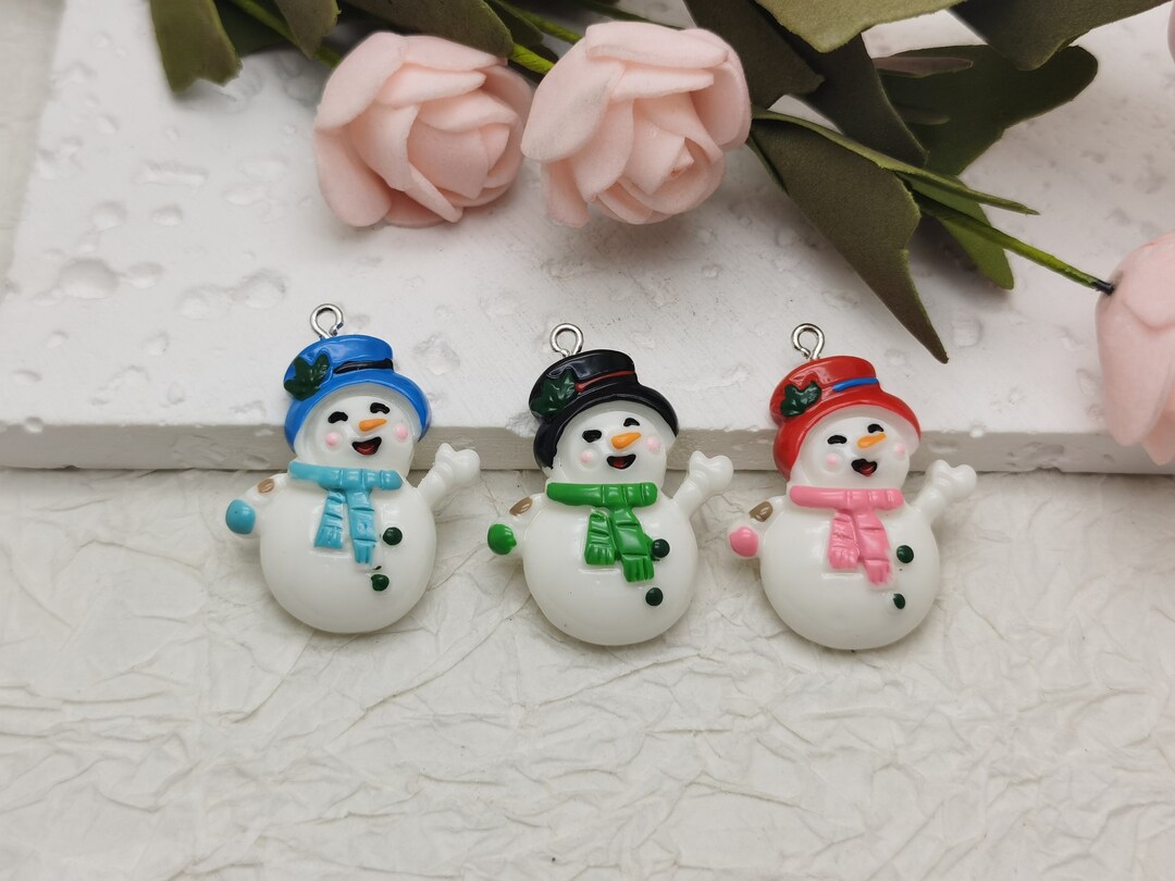 6/20 Pieces Plastic Snowman Snow Man Pendant Charm , Resin Handmade ...