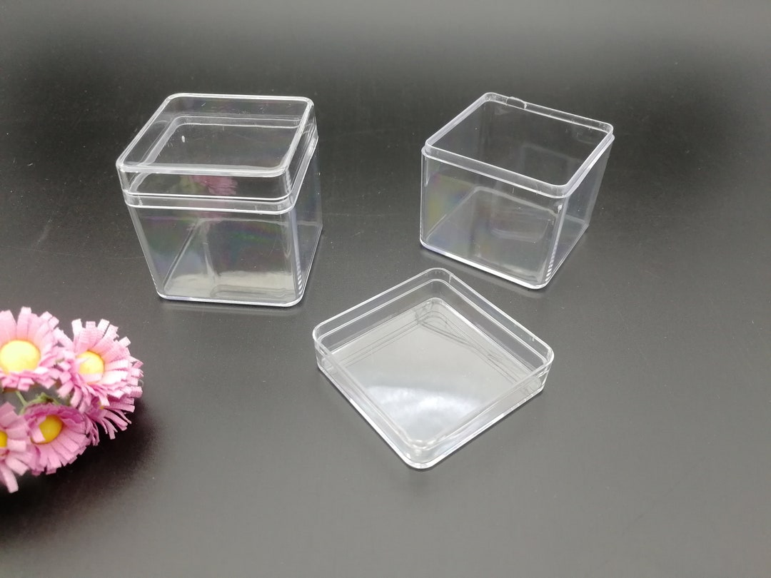 6/20 Pieces 40x40x40mm Square Shape Clear PS Plastic Box , Jewelry Bead ...