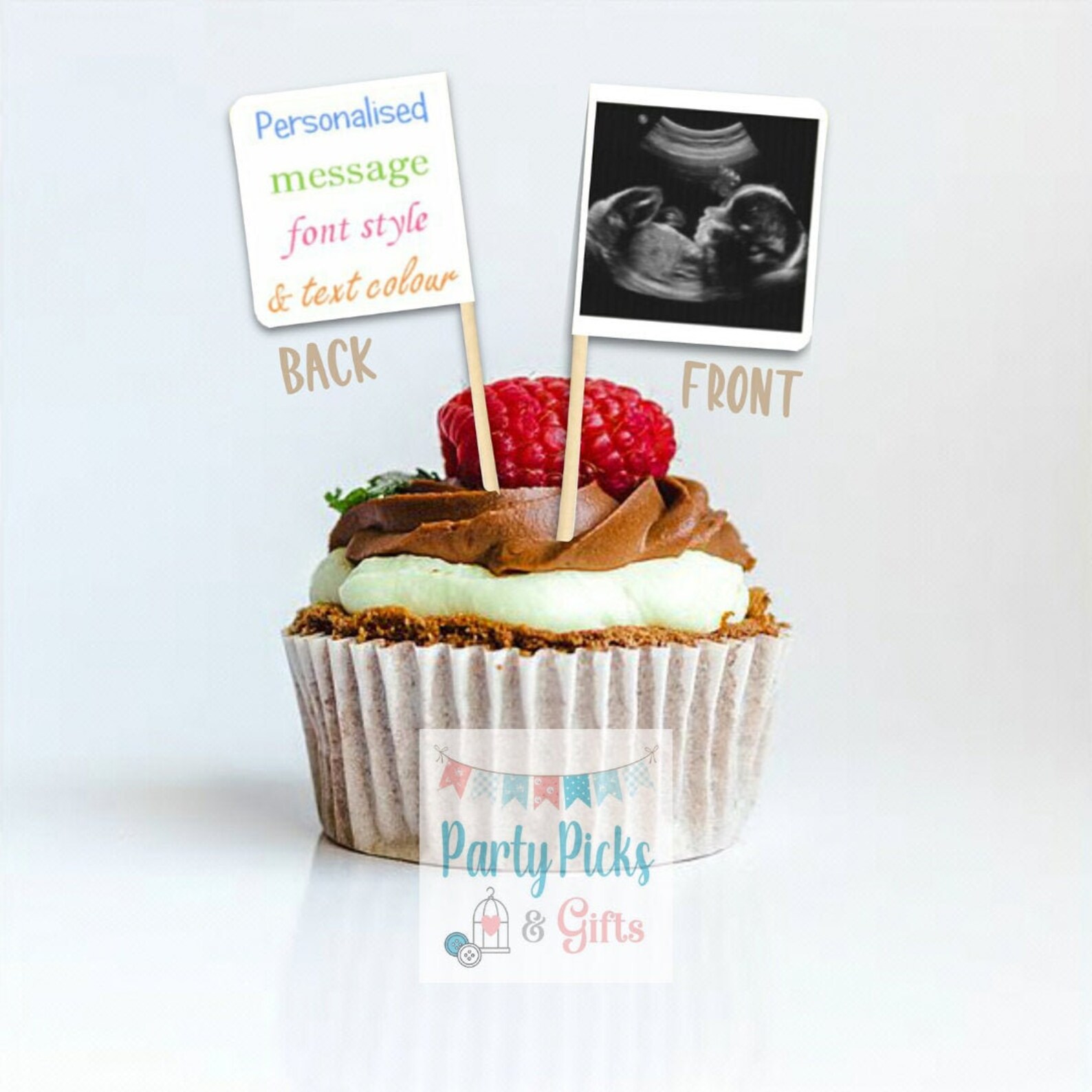 BABY SHOWER Cake Topper, Baby Scan Cupcake Flags, Cake Decoration, Boy ...