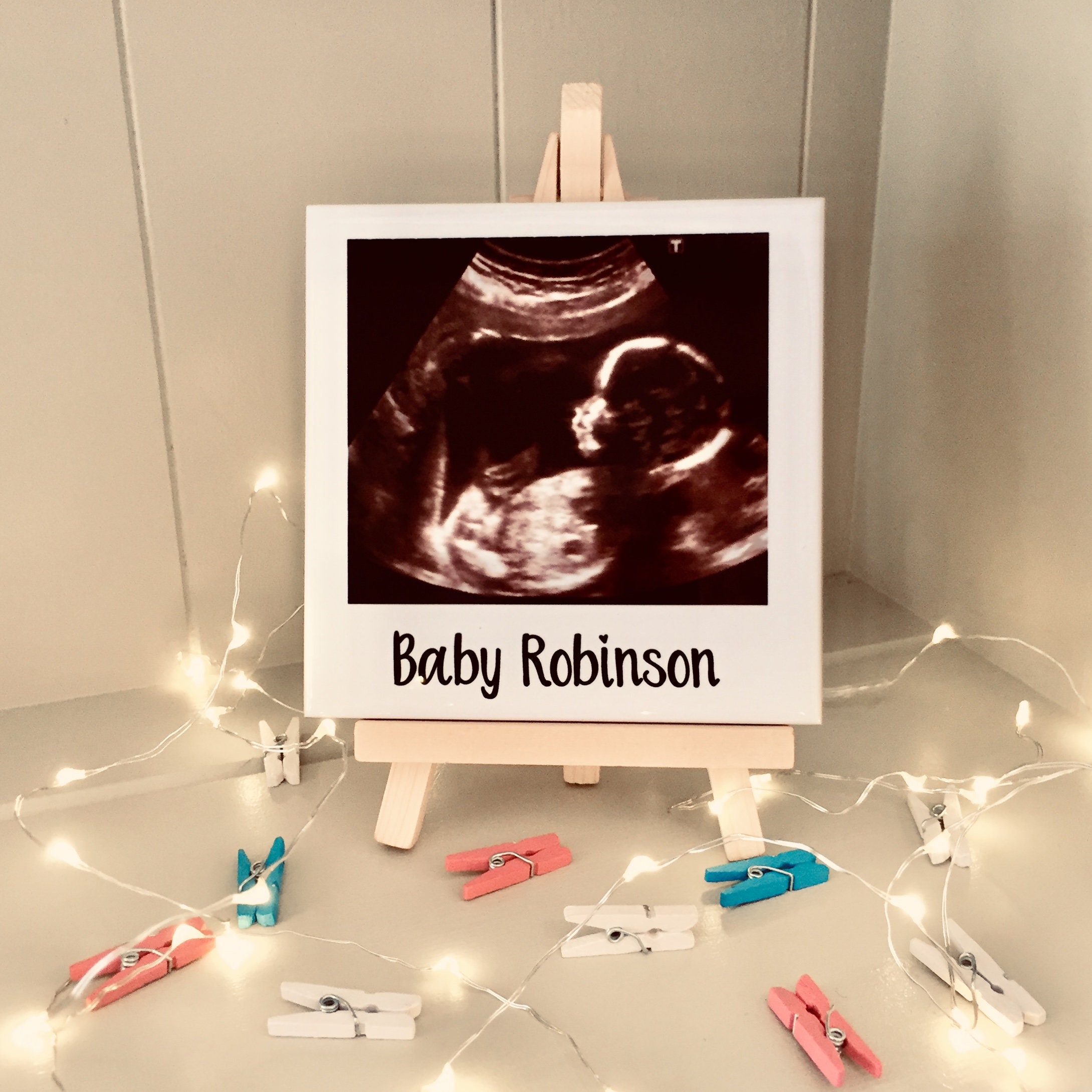 BABY SCAN GIFT Personalised Ceramic Photo & Easel Keepsake - Etsy UK