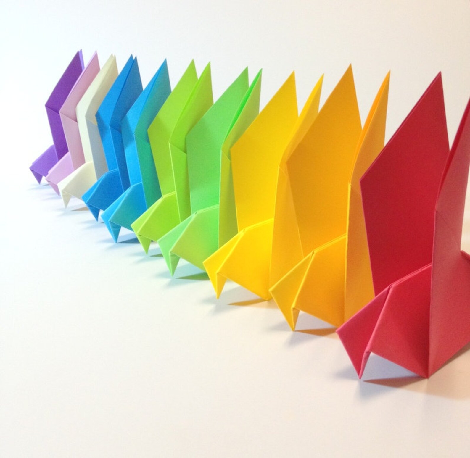 Rainbow Origami Origami Doves Bright Color Origami Church - Etsy