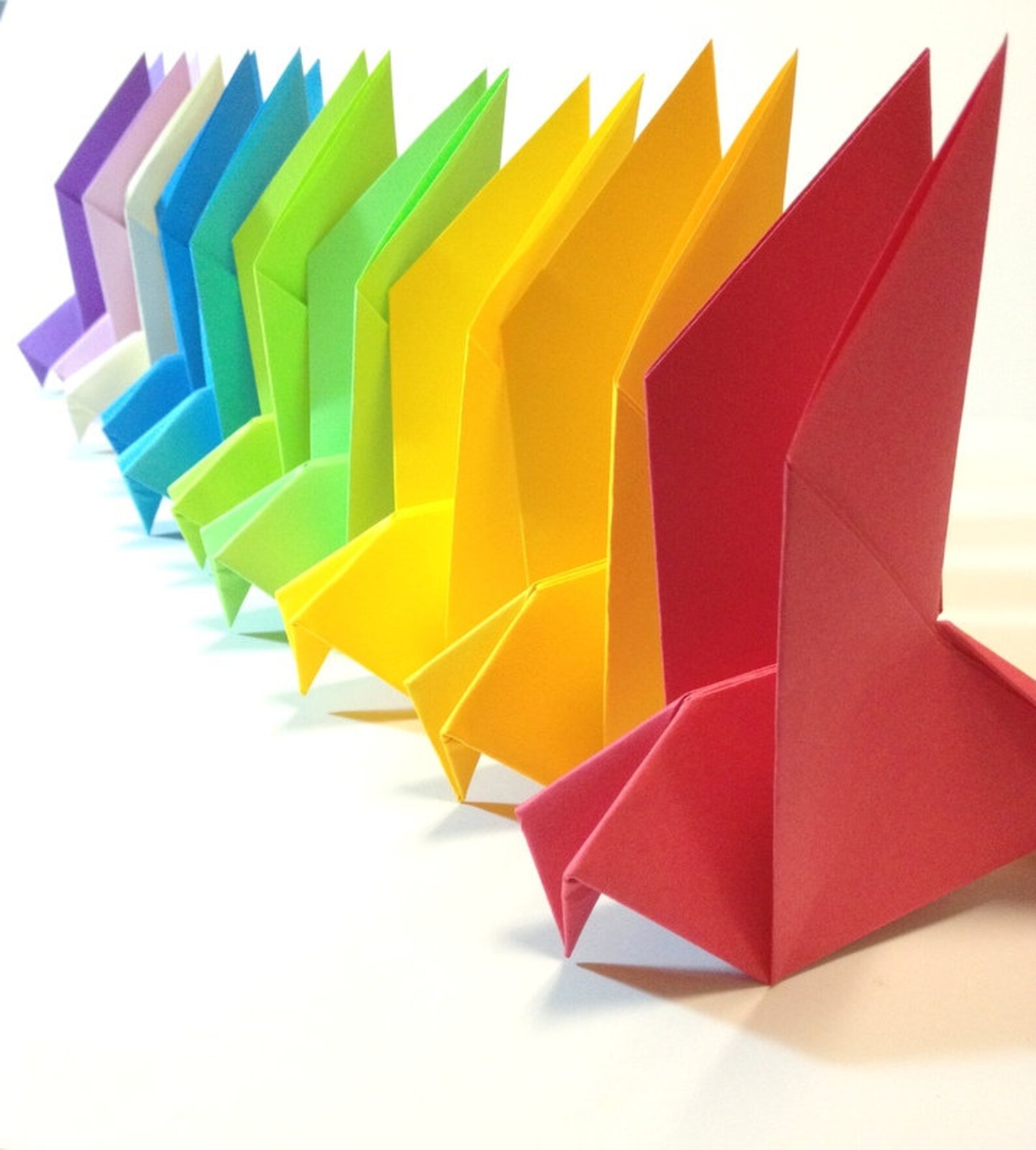 Rainbow Origami Origami Doves Bright Color Origami Church - Etsy