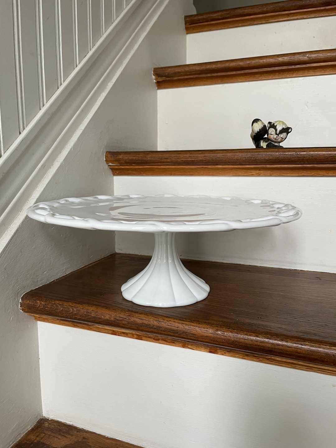 Milk Glass Cake Plate, Pitman Dreitzer Colony Lace Cake Plate, Milk ...