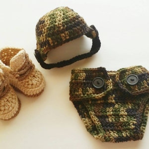 Crochet Baby Army Outfit, Newborn Army Costume, Baby Photo Prop ...