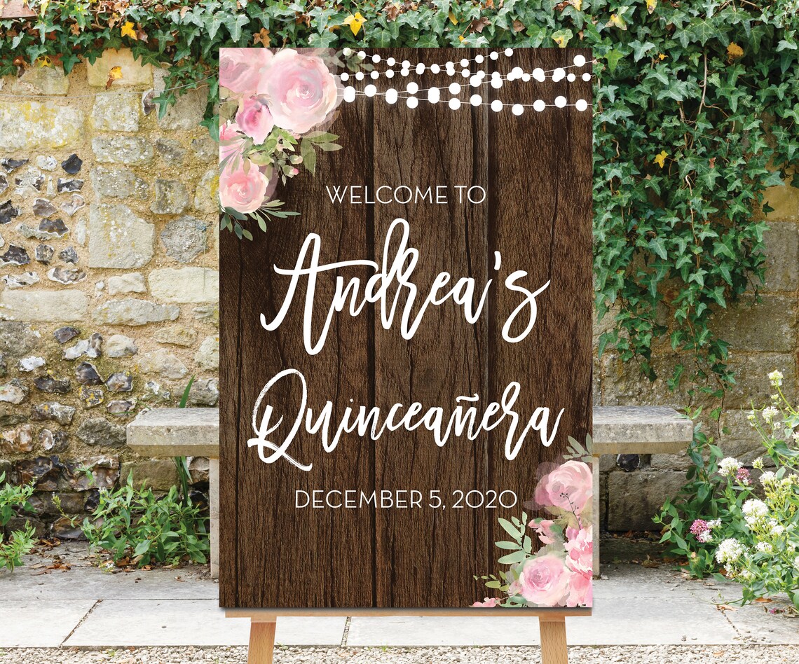 Quinceanera Welcome Sign Quinceañera Party Sign Blush Pink | Etsy
