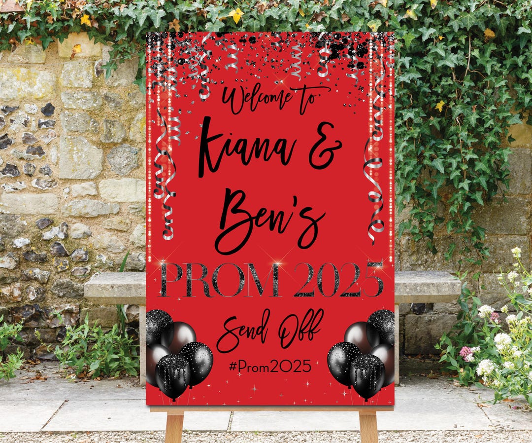 Prom Send off Party Sign, Black Red, Prom Send-off Welcome Sign, Prom ...