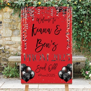 Prom Send off Party Sign, Black Red, Prom Send-off Welcome Sign, Prom ...