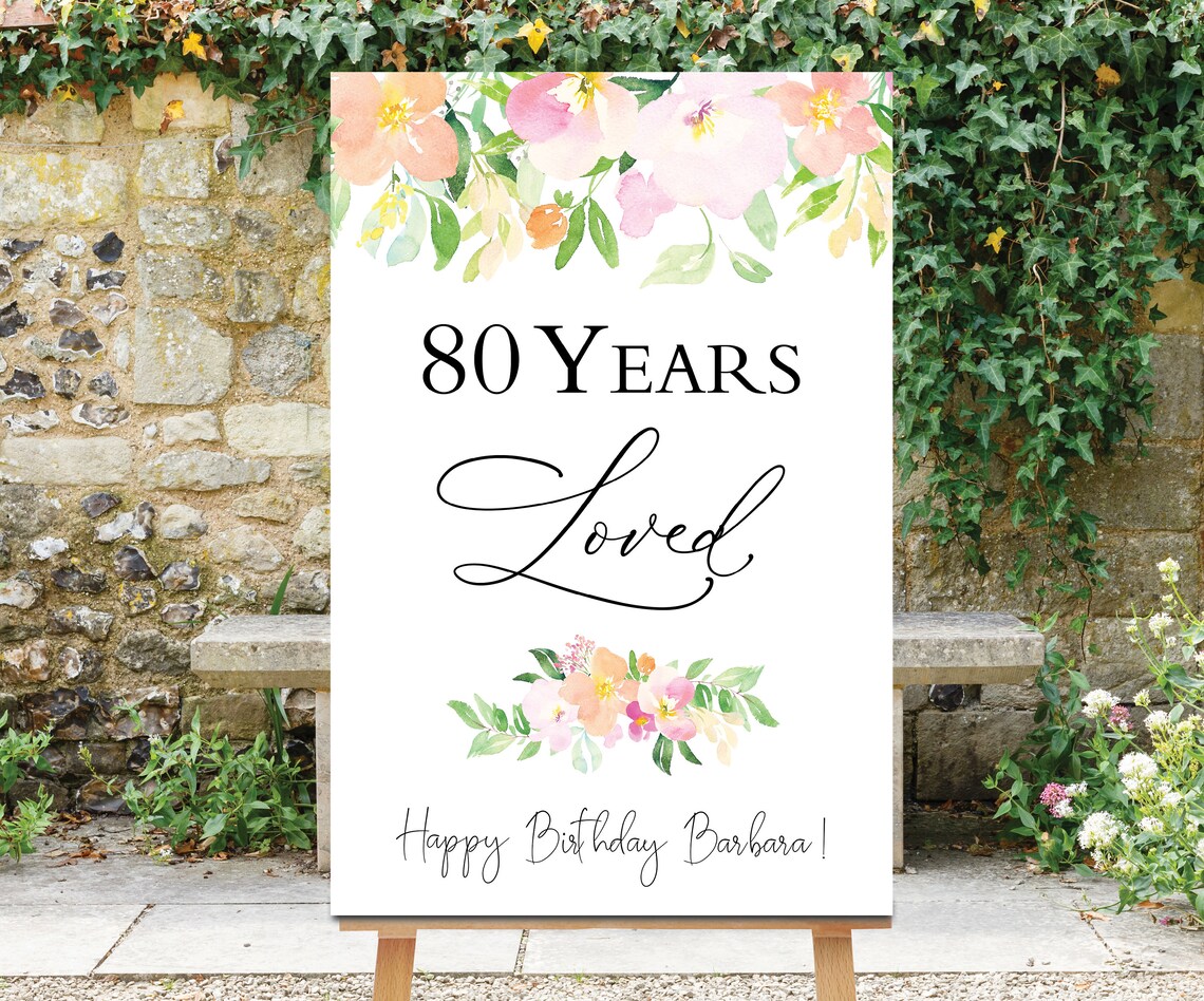 80 Years Loved Sign Birthday Welcome Sign 80th Birthday - Etsy