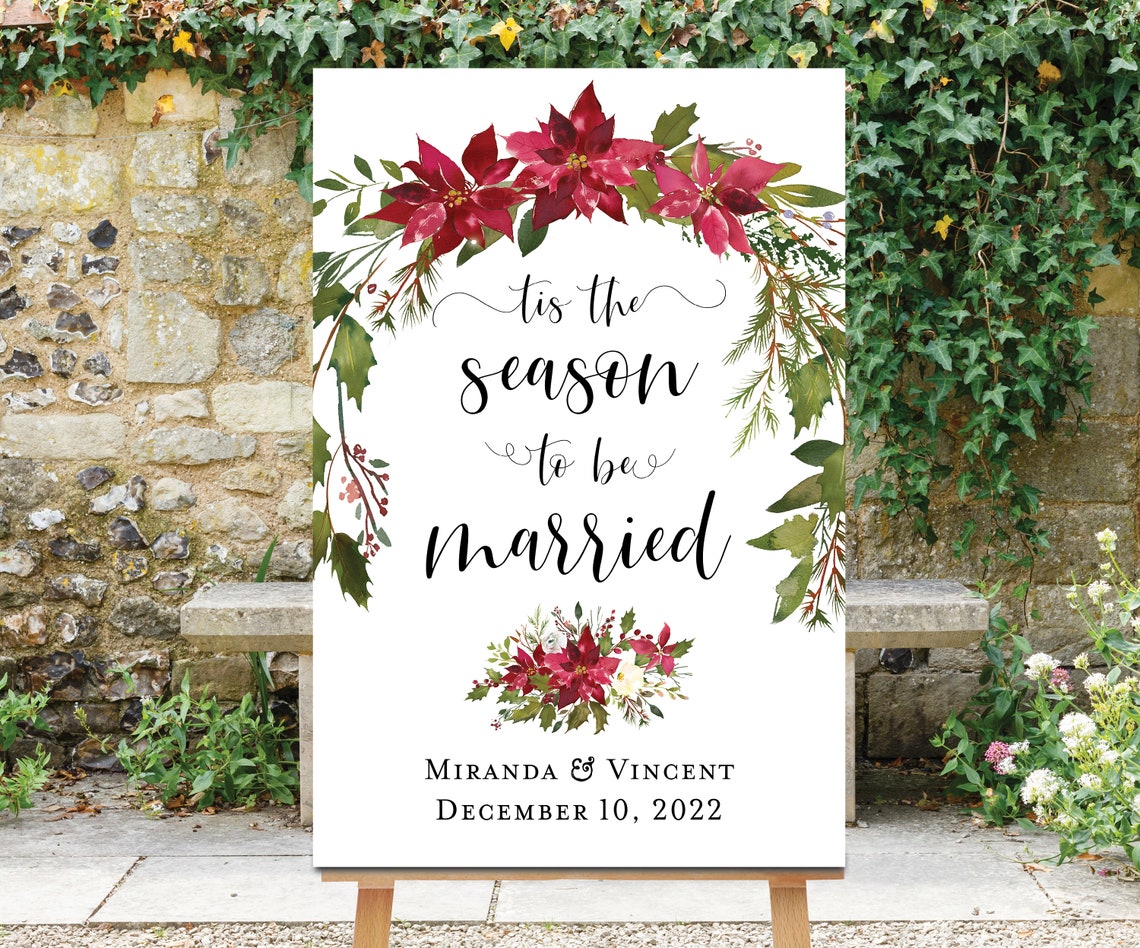 Tis the Season to Be Married Sign Winter Wedding Sign - Etsy