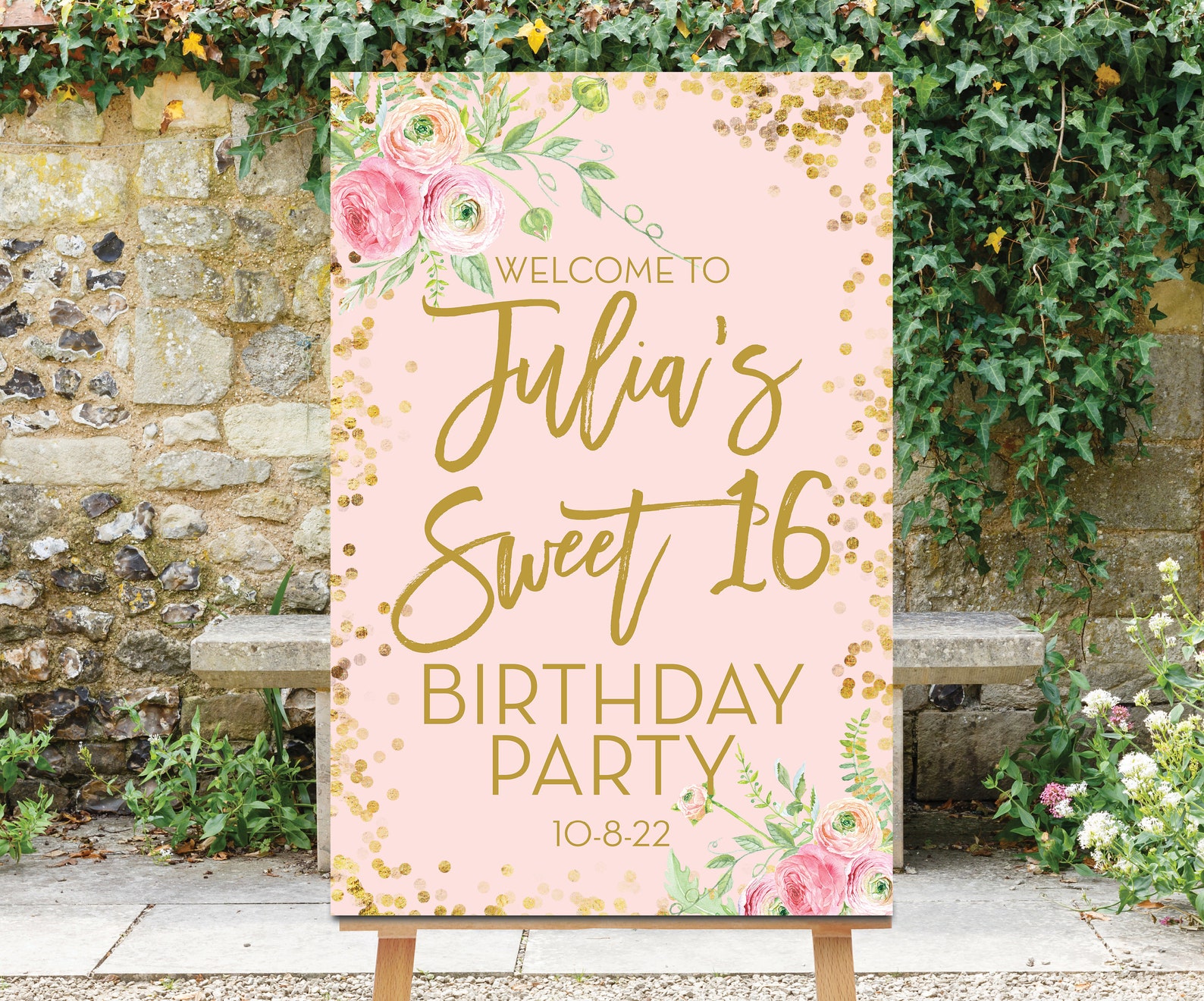 Sweet 16 Birthday Welcome Sign, Sweet Sixteen Party Sign, Large Welcome ...