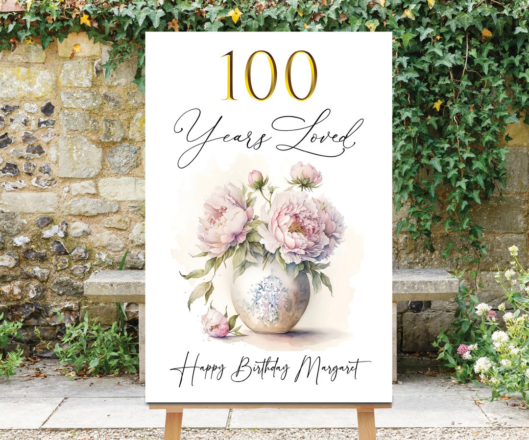 100 Years Loved Sign, Birthday Welcome Sign, 100th Birthday Decor ...
