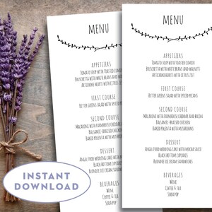 Rustic Menu Template, Kraft Menu Template, Editable Menu, Microsoft ...