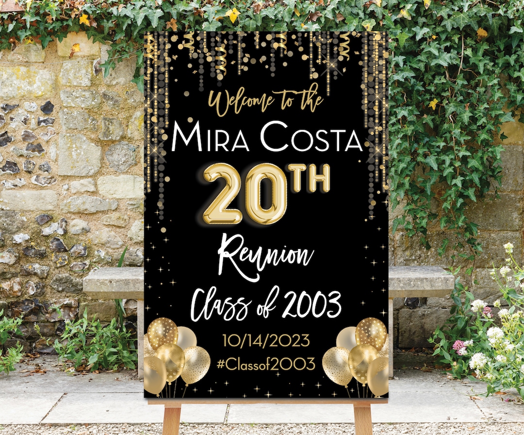 Class Reunion Welcome Sign Black Gold Any Class Any Year - Etsy