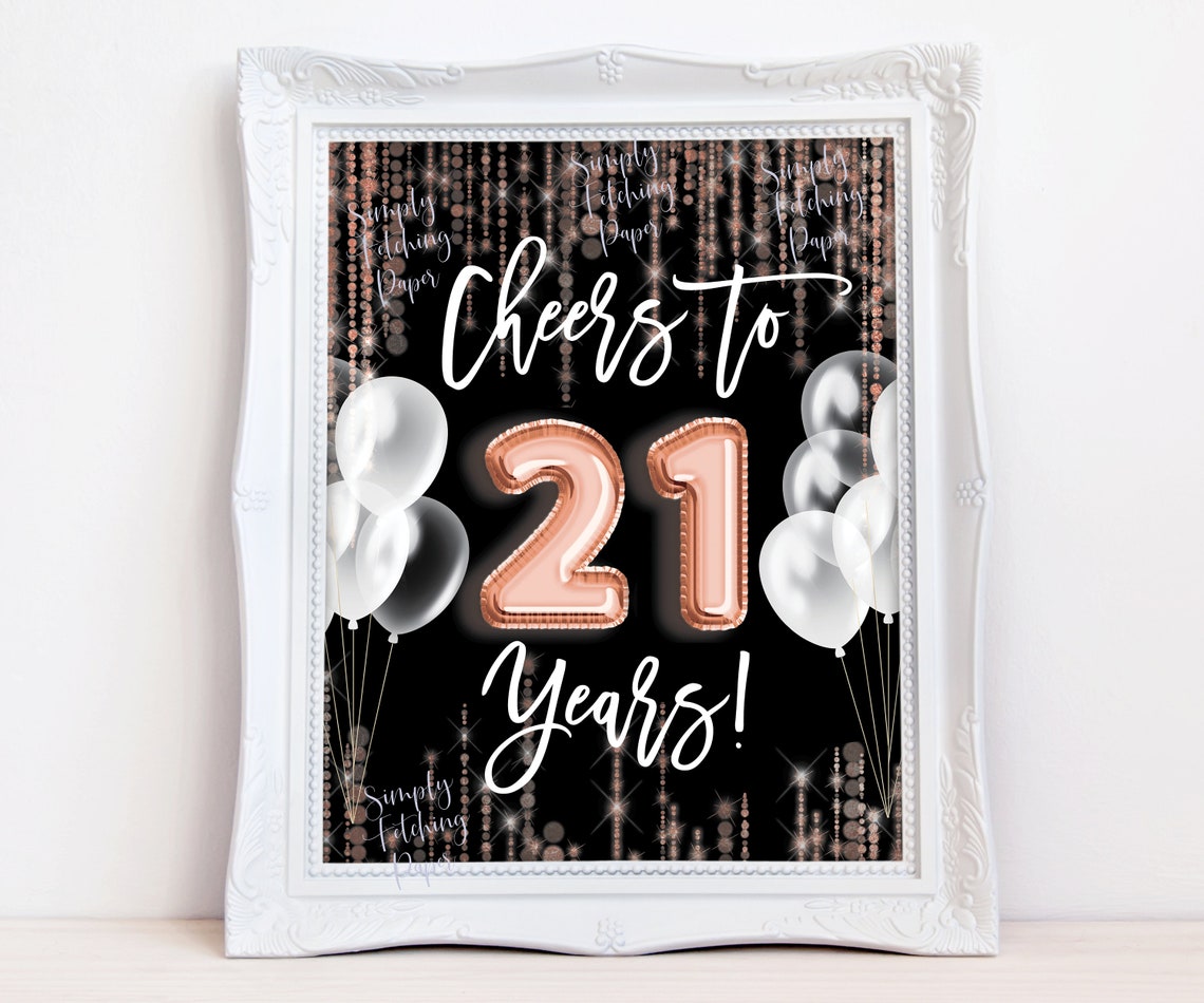 Cheers to 21 Years Sign 21st Birthday Sign Twenty First | Etsy