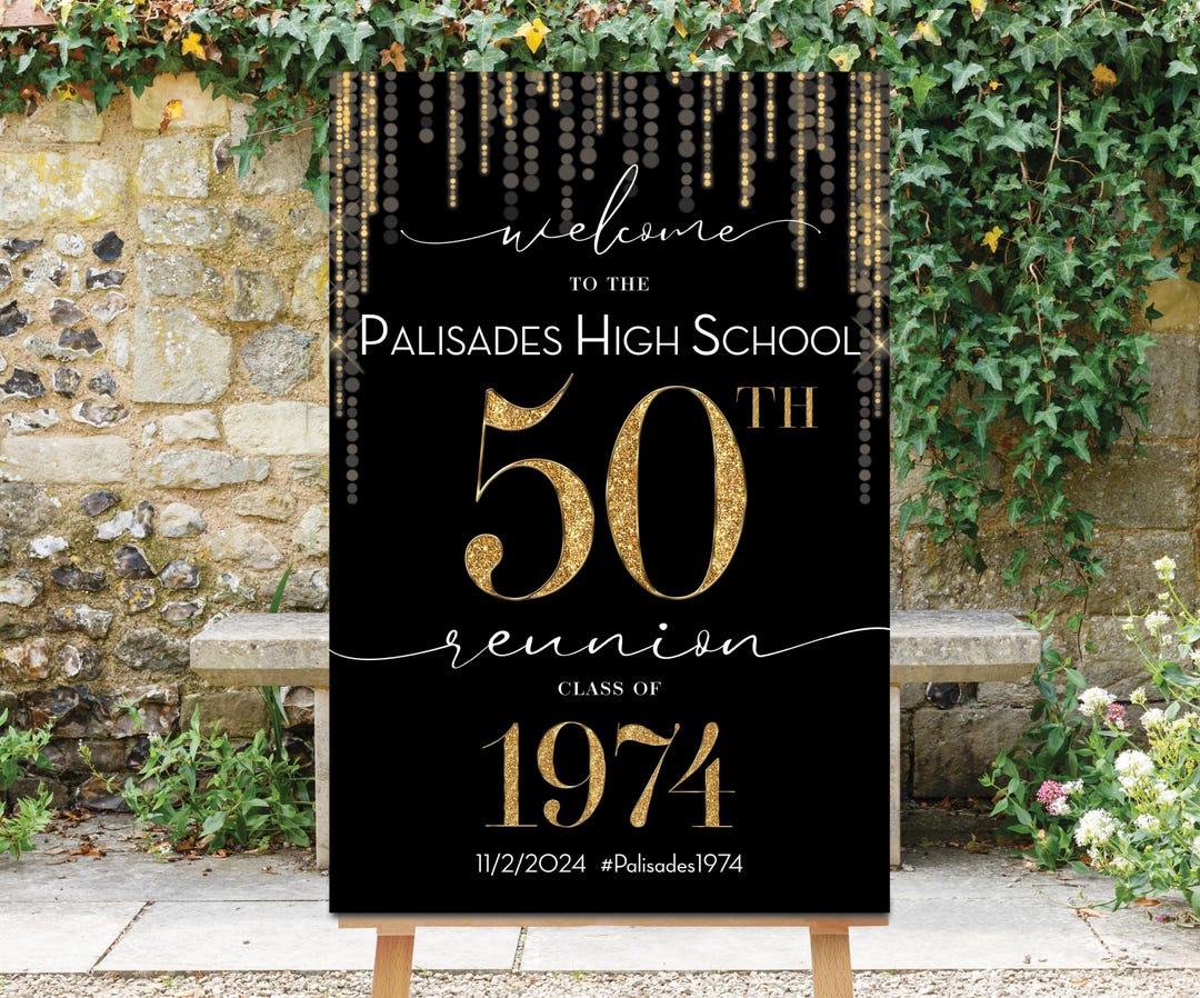 Class Reunion Welcome Sign, Black Gold, Any Class, Any Year ...