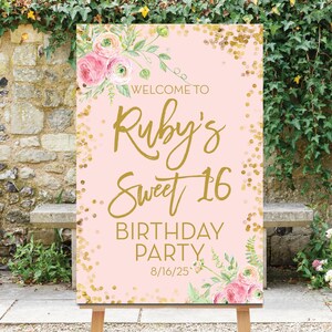 Sweet 16 Birthday Welcome Sign, Sweet Sixteen Party Sign, Large Welcome ...