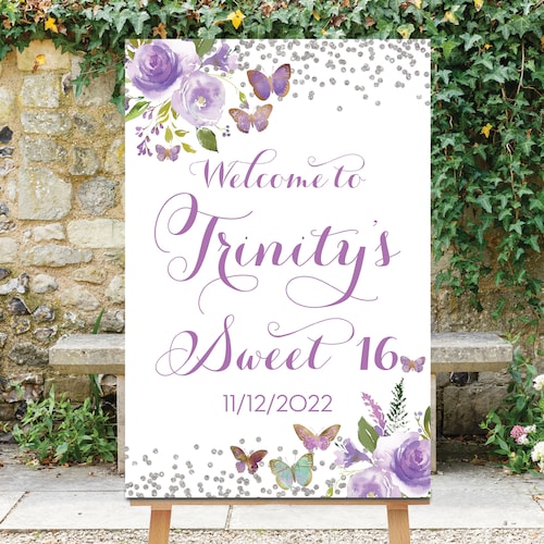 Sweet 16 Purple Party Pack 16th Birthday Banner Balloons - Etsy