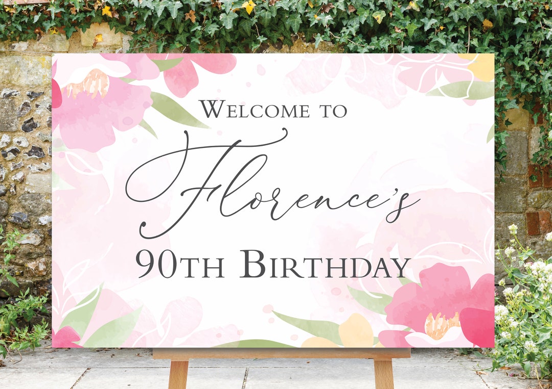 90th Birthday Welcome Sign, 90th Birthday Decor, Custom Welcome Board ...