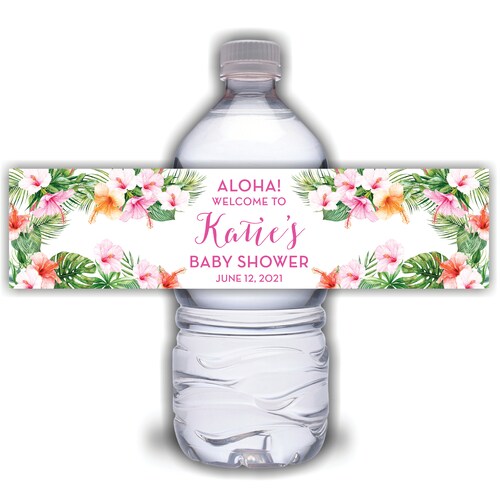 Aloha Water Bottle Labels Printable Hawaiian Luau Party - Etsy
