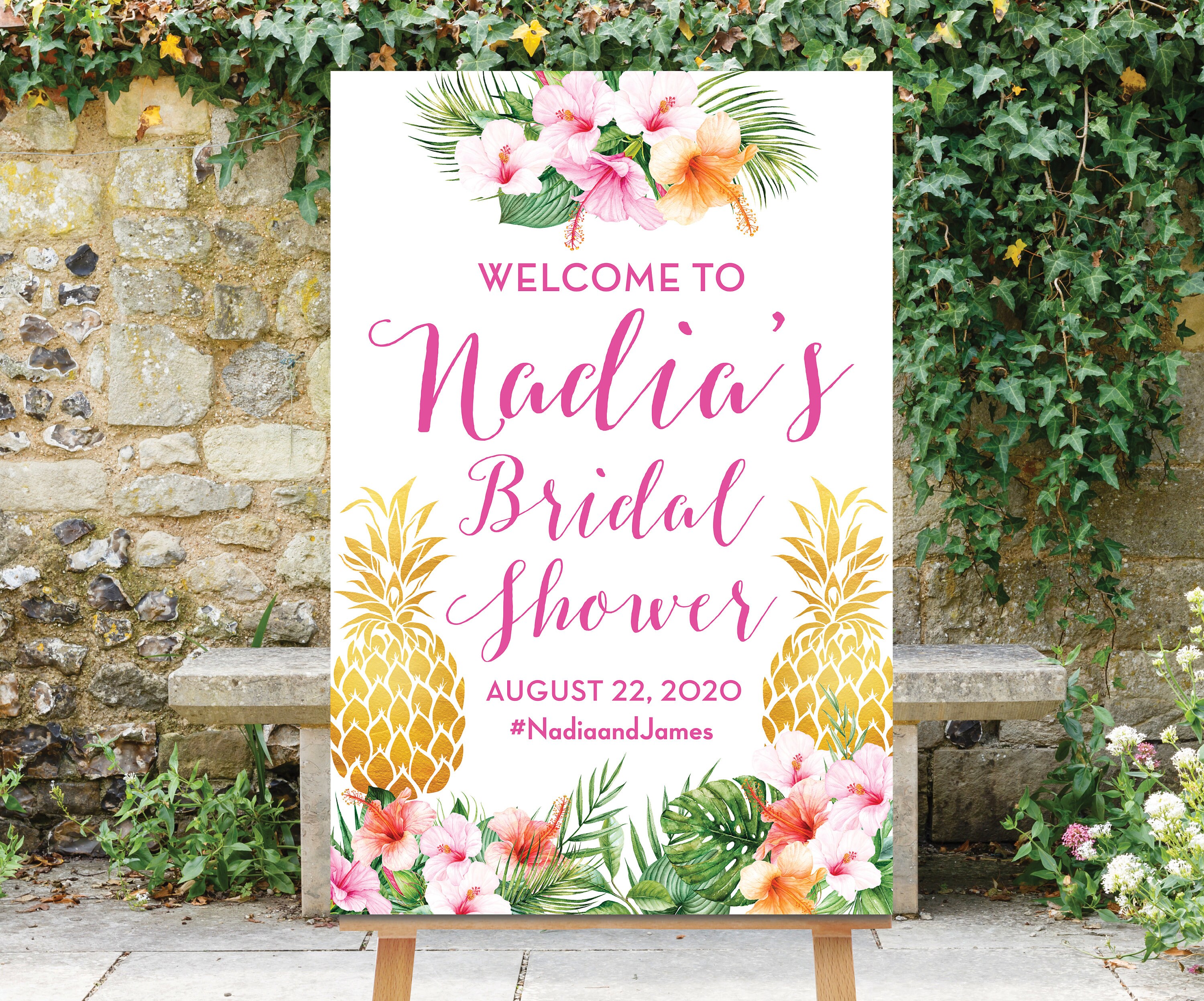 Bridal Shower Welcome Sign Tropical Shower Hawaiian Luau | Etsy
