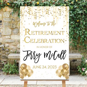 Retirement Party Welcome Sign, Gold Decor, Retirement Dinner Decor ...