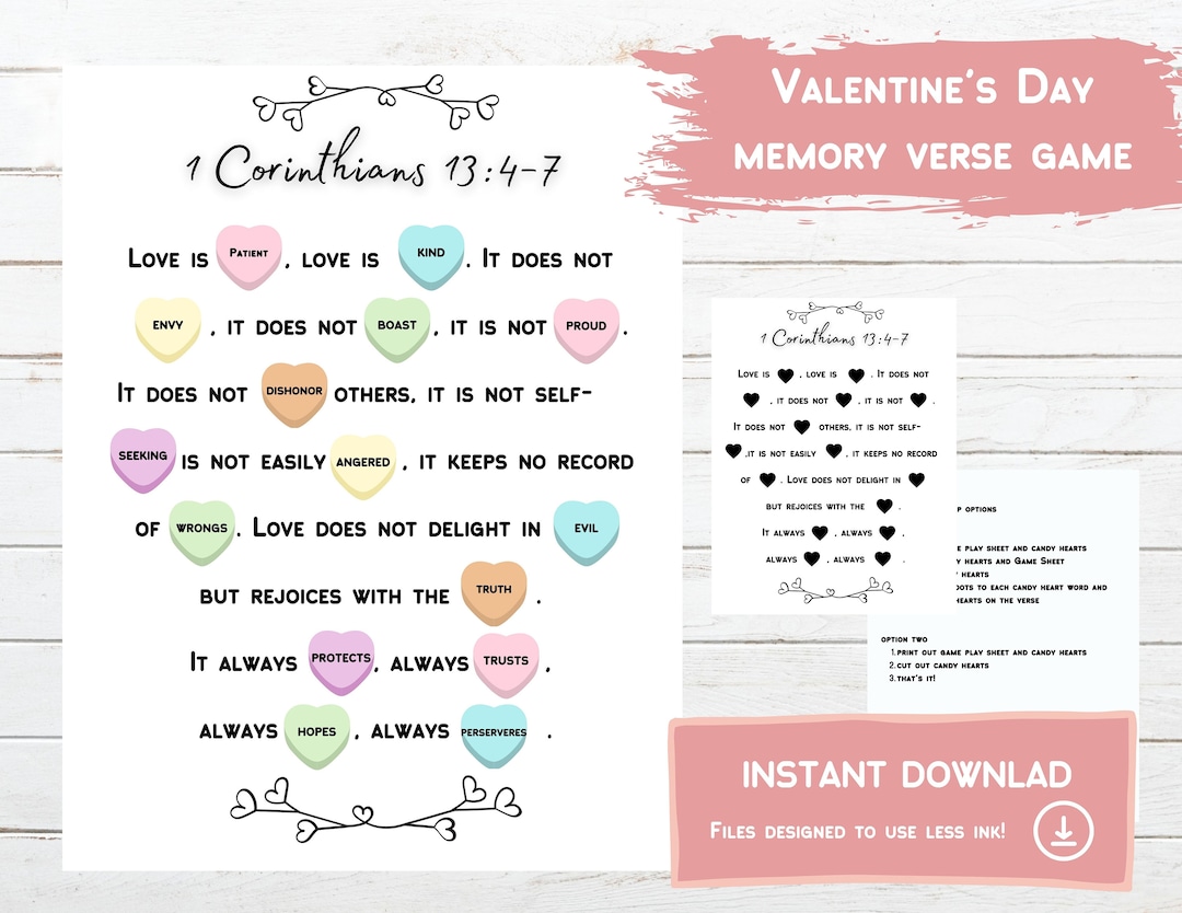 Memory Verse Game - 1 Corinthians 13:4-7 - Fill in the Blank - Etsy