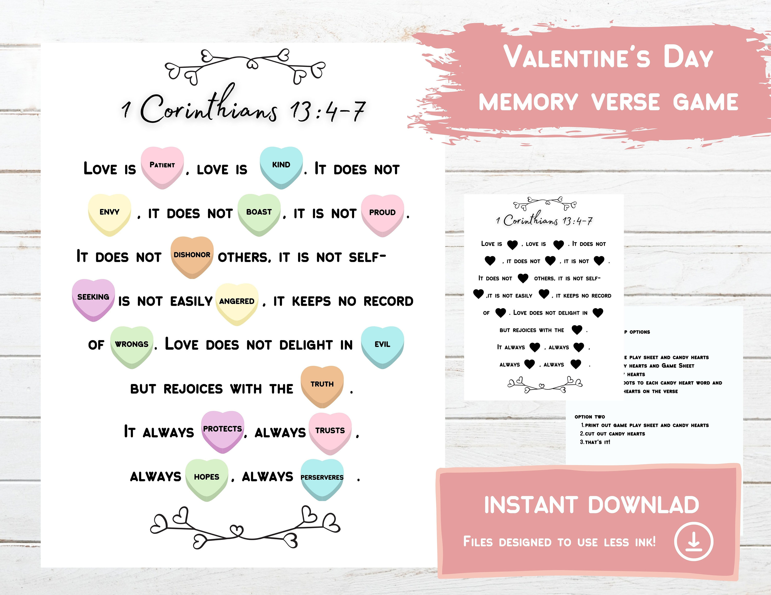 Memory Verse Game - 1 Corinthians 13:4-7 - Fill in the Blank - Etsy