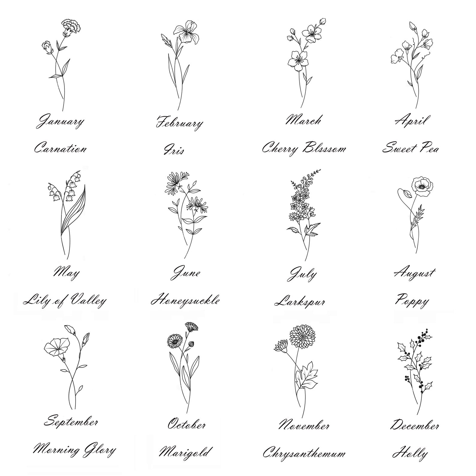 Personalized Birth Month Flower Box Custom Name Engrave Etsy
