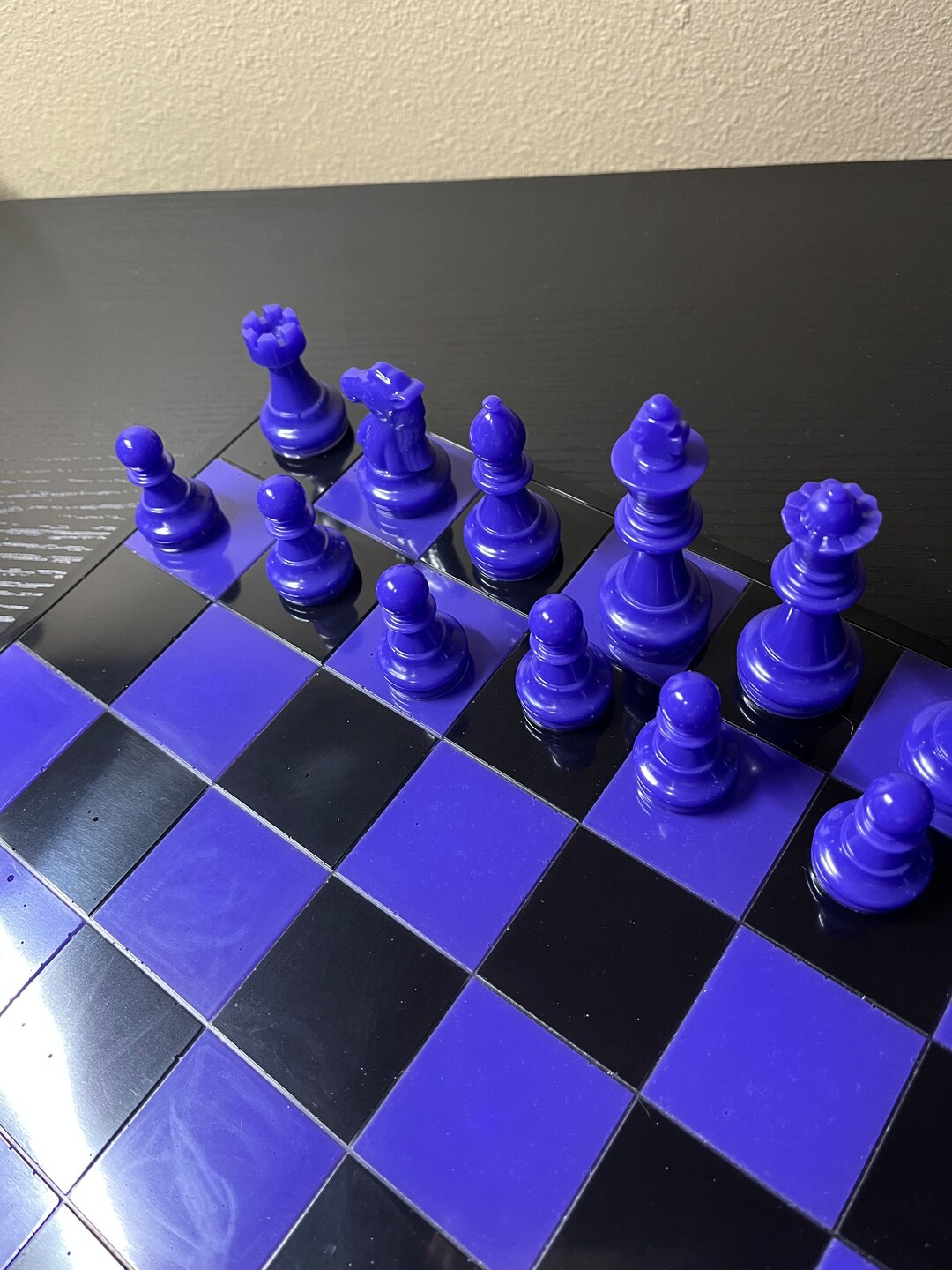 Black and Purple Chess Set. Comes With 32 Pieces, a Board, and a ...