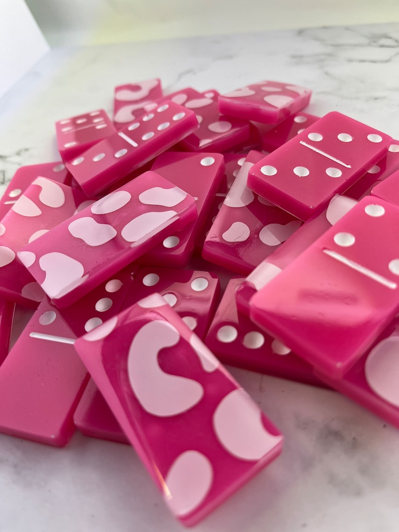 Pink and White Leopard Handmade Dominoes - Etsy