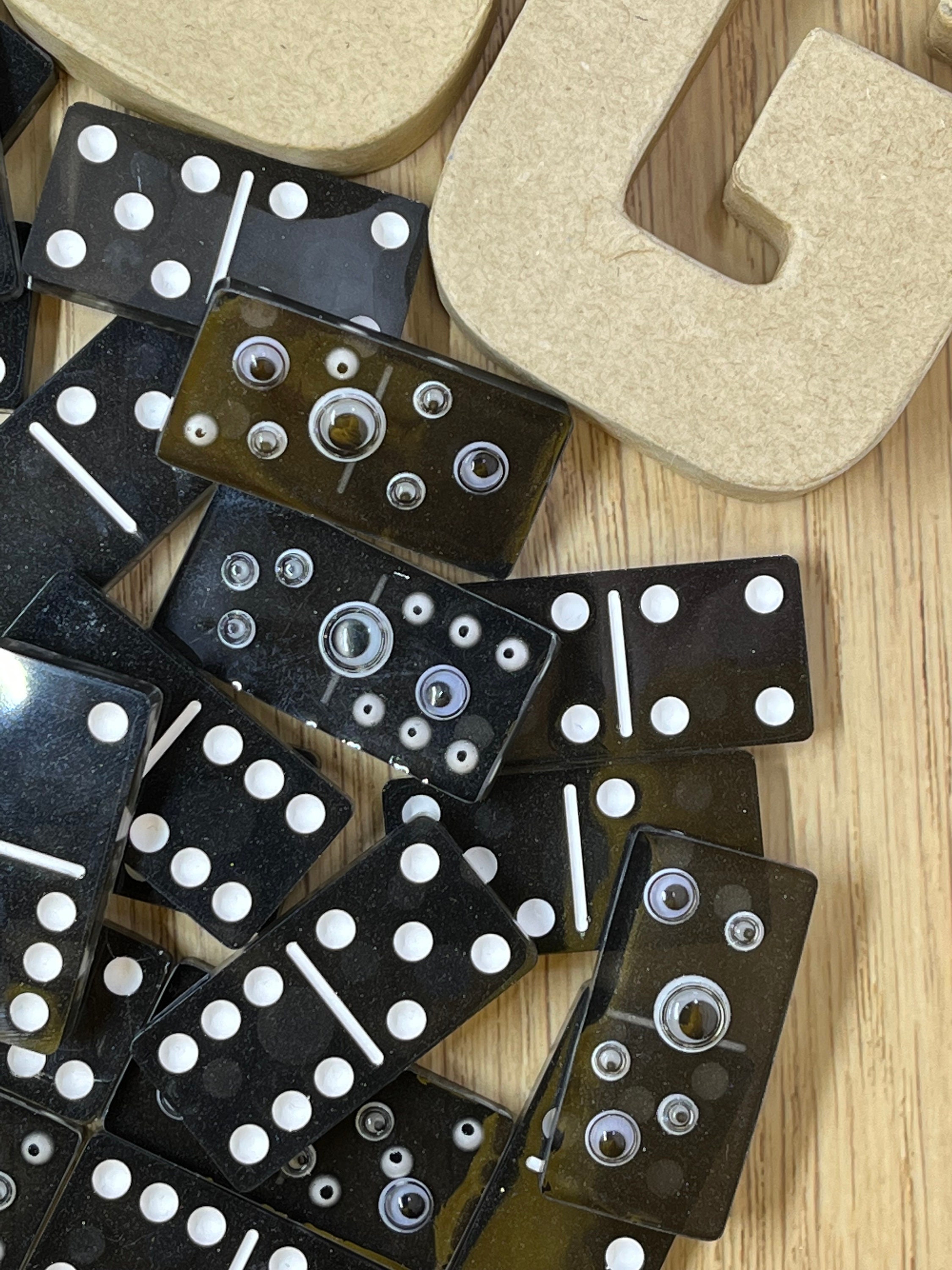 Black and White Handmade Googly Eyes Dominoes. - Etsy