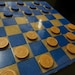 Blue and Gold Handmade Checker Set. Comes With 24 Pieces, a Board, and ...