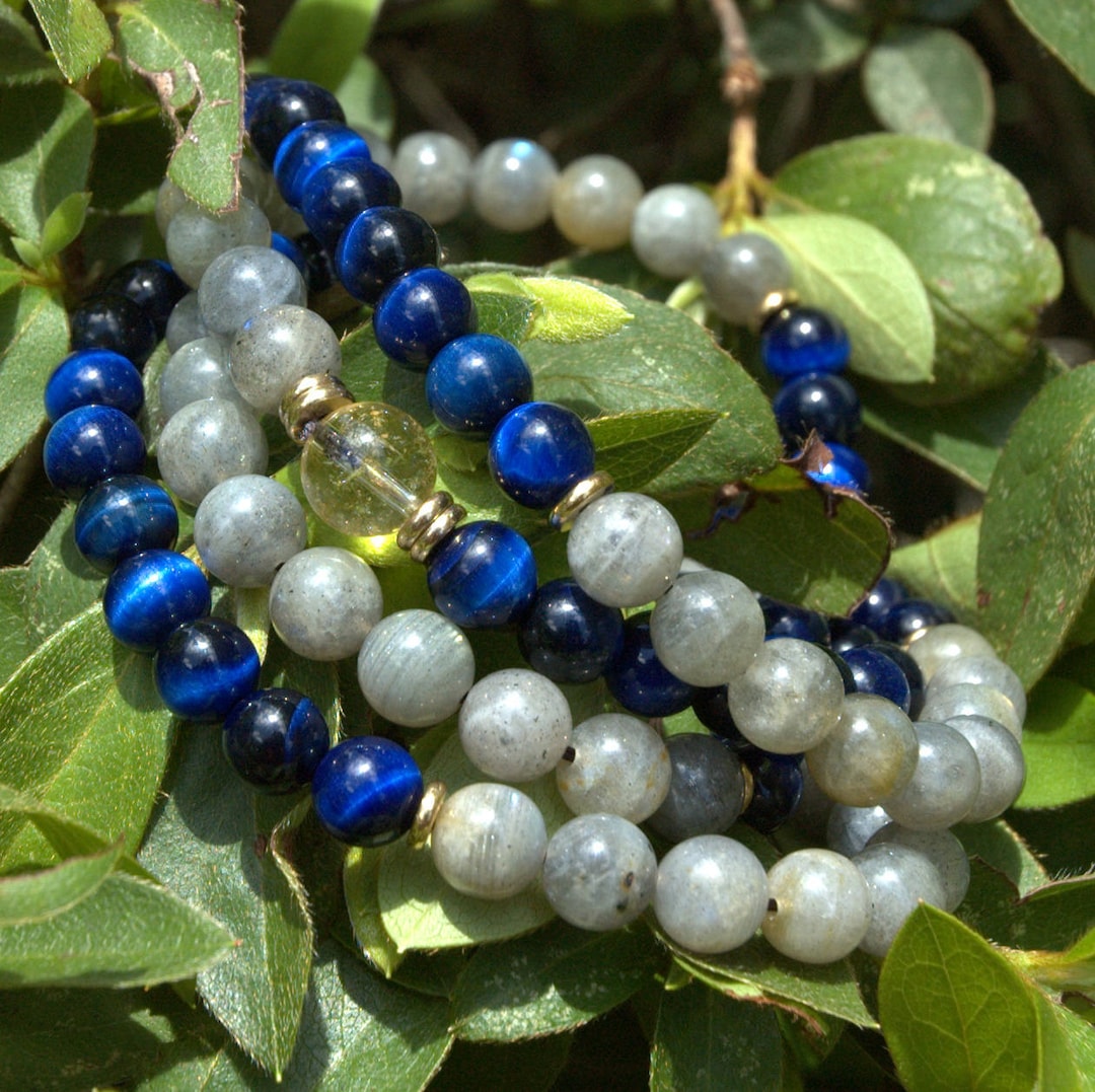Frozen Hawk Mala Labradorite & Blue Tiger Eye Traditional 108 Count ...