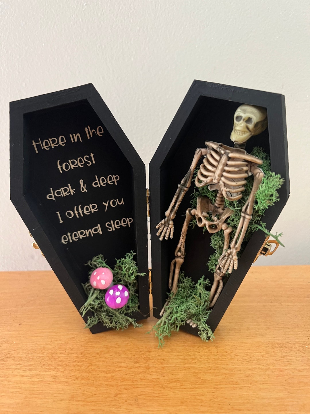 Here in the Forrest Dark & Deep, Skeleton in Coffin With Moss and ...