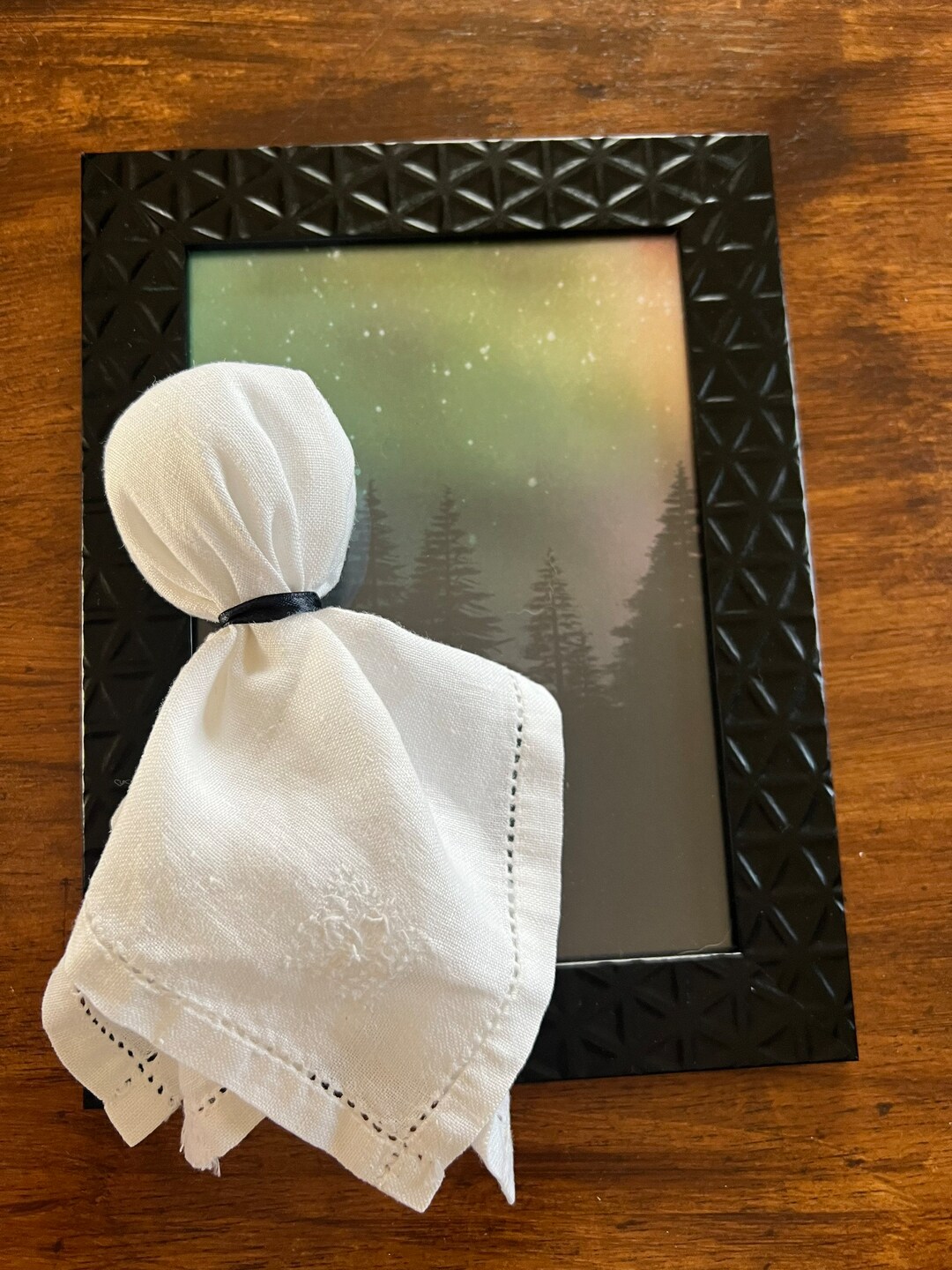 Vintage Linen Hanging Ghost on Picture Frame, Ghost Decoration, Spooky ...