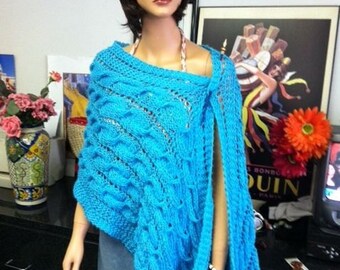 Hand Knit Extra Long Wide Shawl Wrap Stole Cape Lace Lattice | Etsy