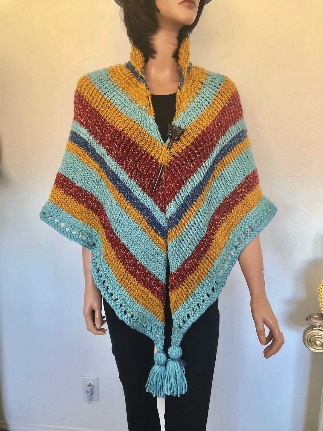Hand Knits 2 Love Truanhle Shawl Wrap Designer Fashion Tassels Boho ...