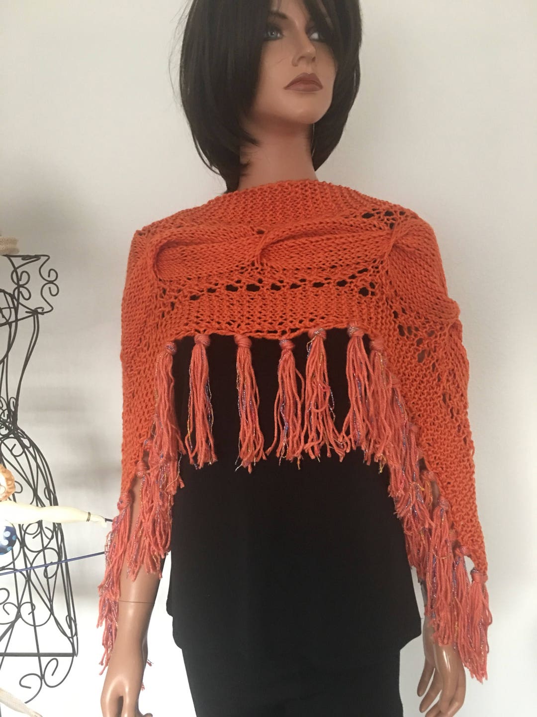 Tejidos a mano 2 Love Shawl Bufanda Trenzas Primisson Borlas Flecos ...