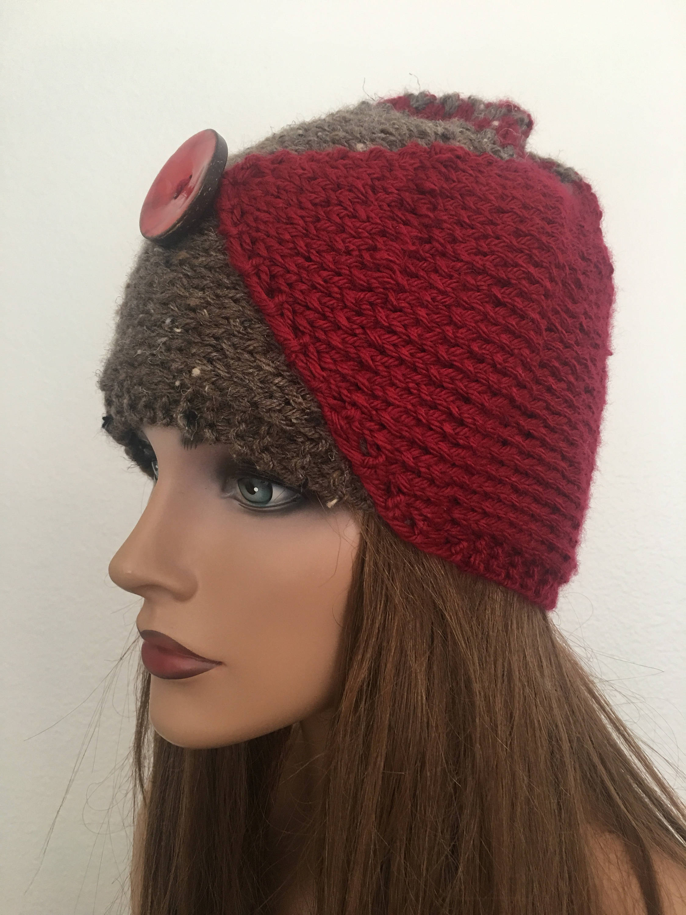 Hand Knits 2 Love Besnie Hat Cap Designer Fashion Rustic Red - Etsy