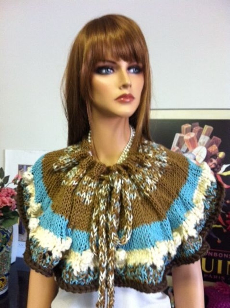 Hand Knit Caplet Circular Shawl Minin Poncho Designer Fashion Neck ...